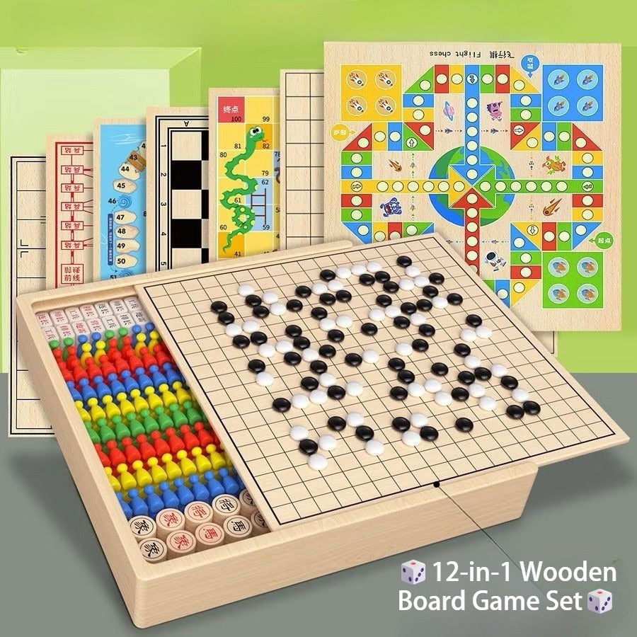 12-in-1 Kids Chess & Board Game | Educational, Fun & Portable Wooden T ...